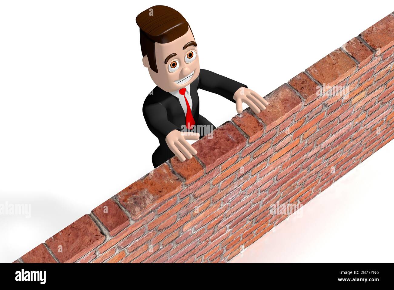 Jumping over wall/ conquering adversity/ overcoming problems concept ...