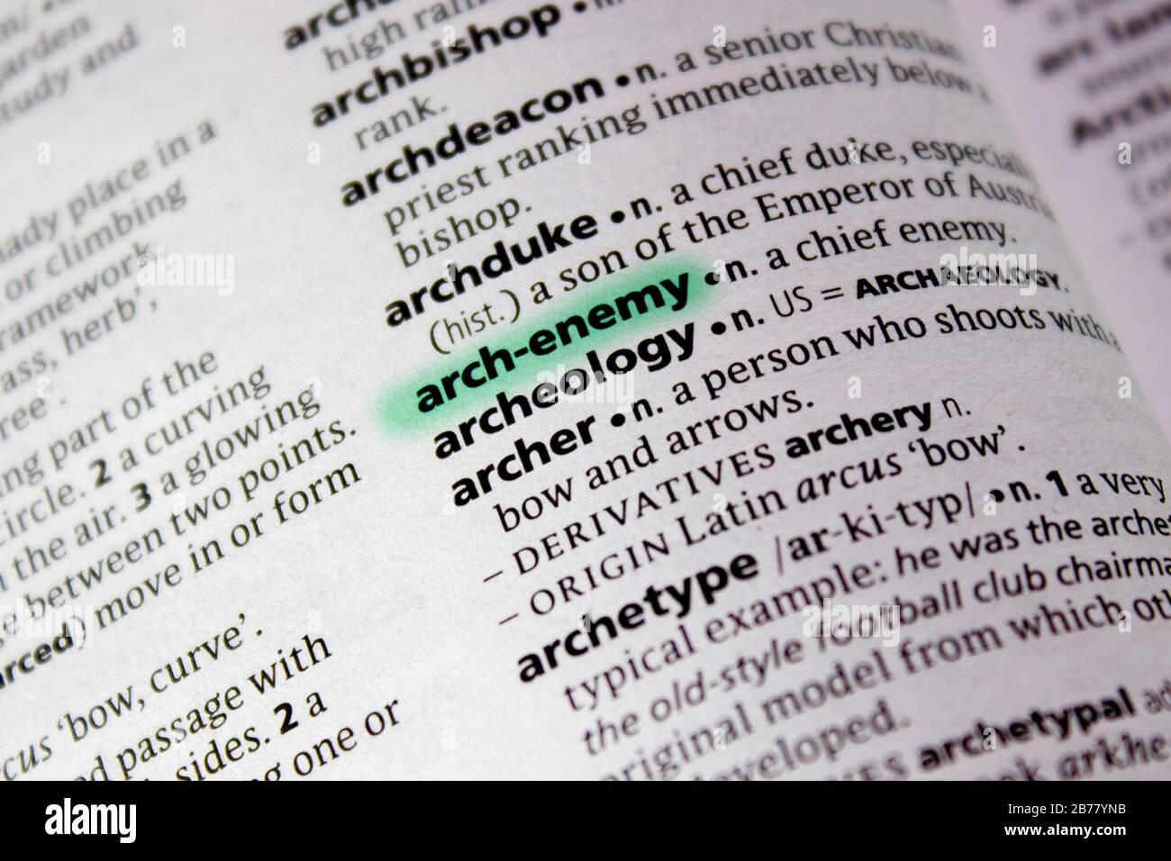 Arch-enemy word or phrase in a dictionary Stock Photo - Alamy