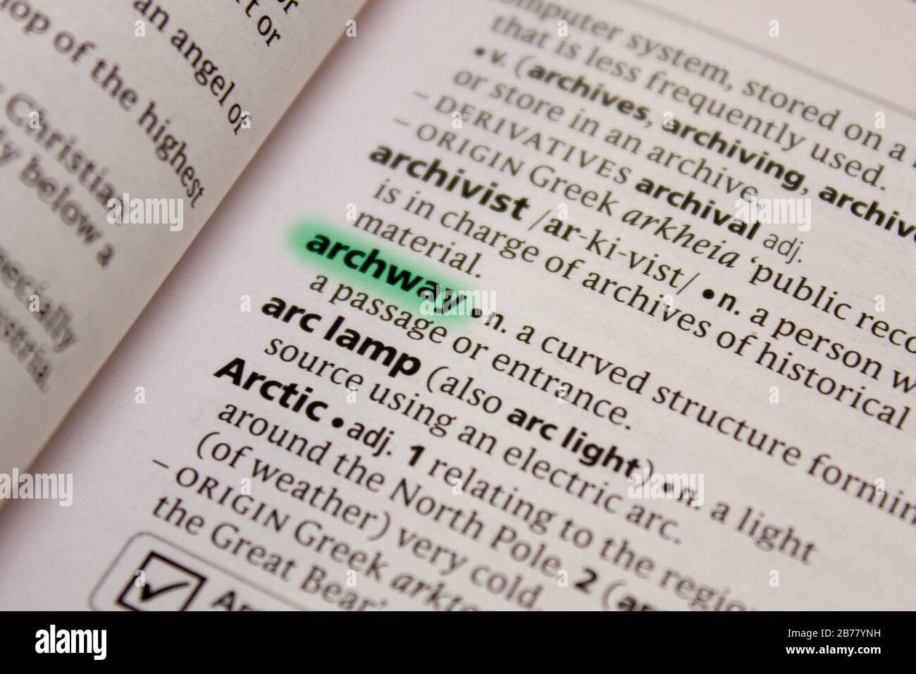 Archway word or phrase in a dictionary Stock Photo - Alamy