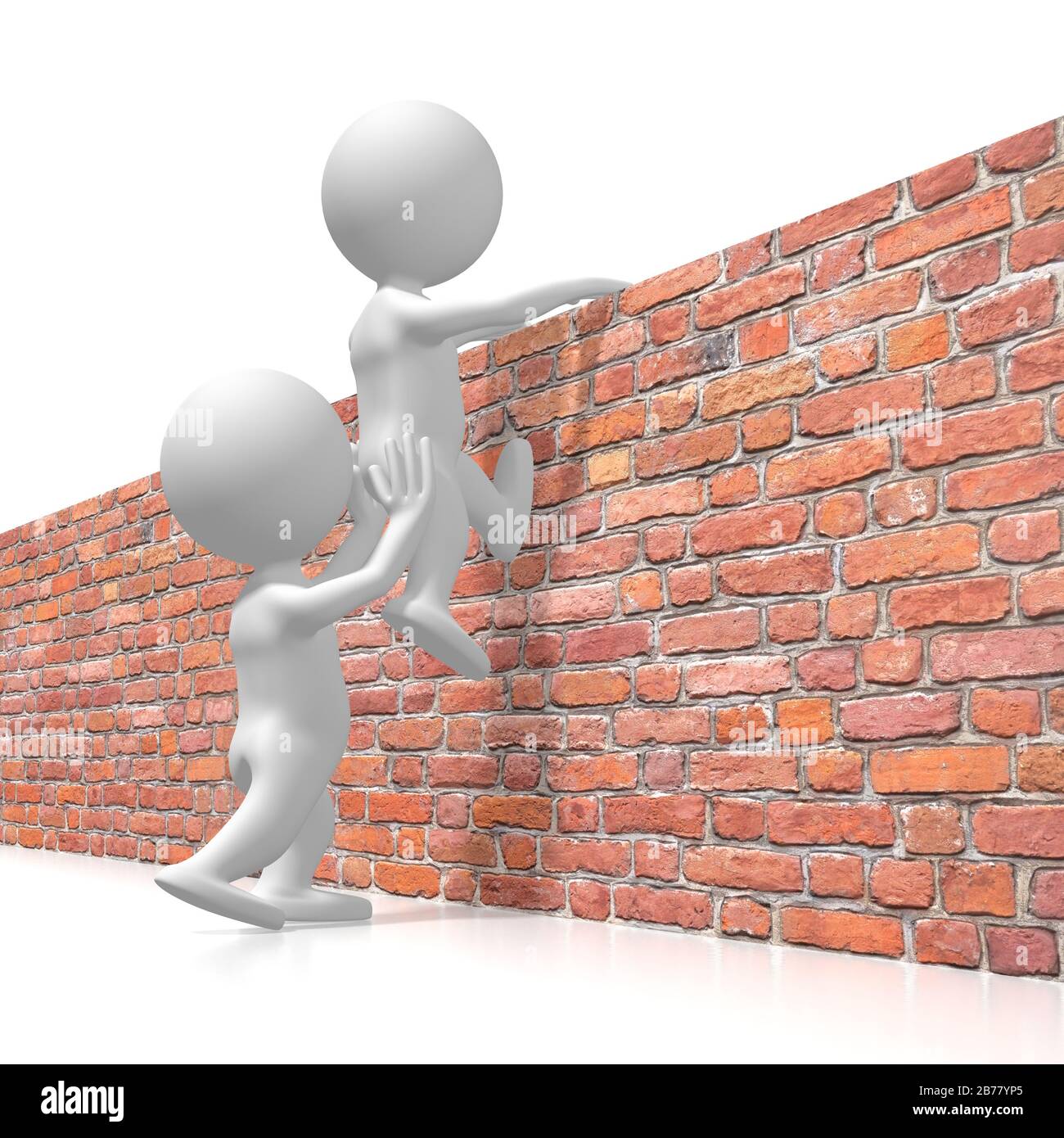 Helping getting over the wall concept Stock Photo - Alamy