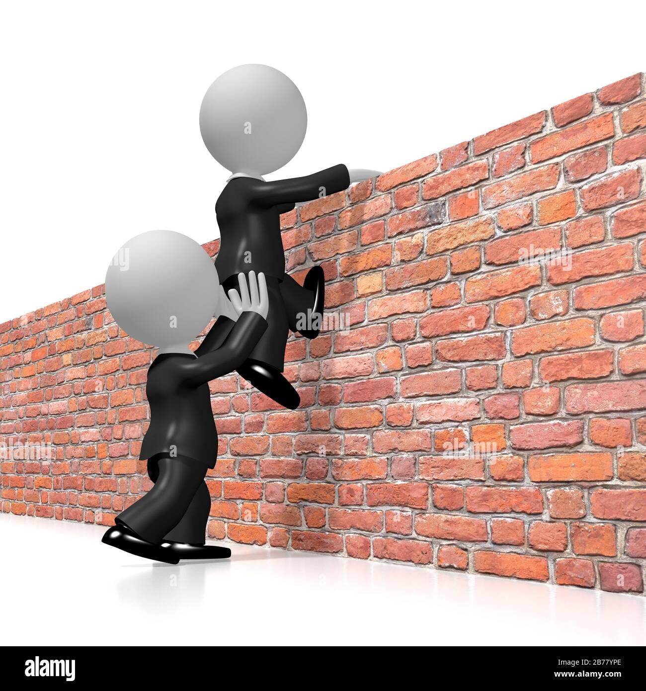 Helping getting over the wall concept Stock Photo - Alamy