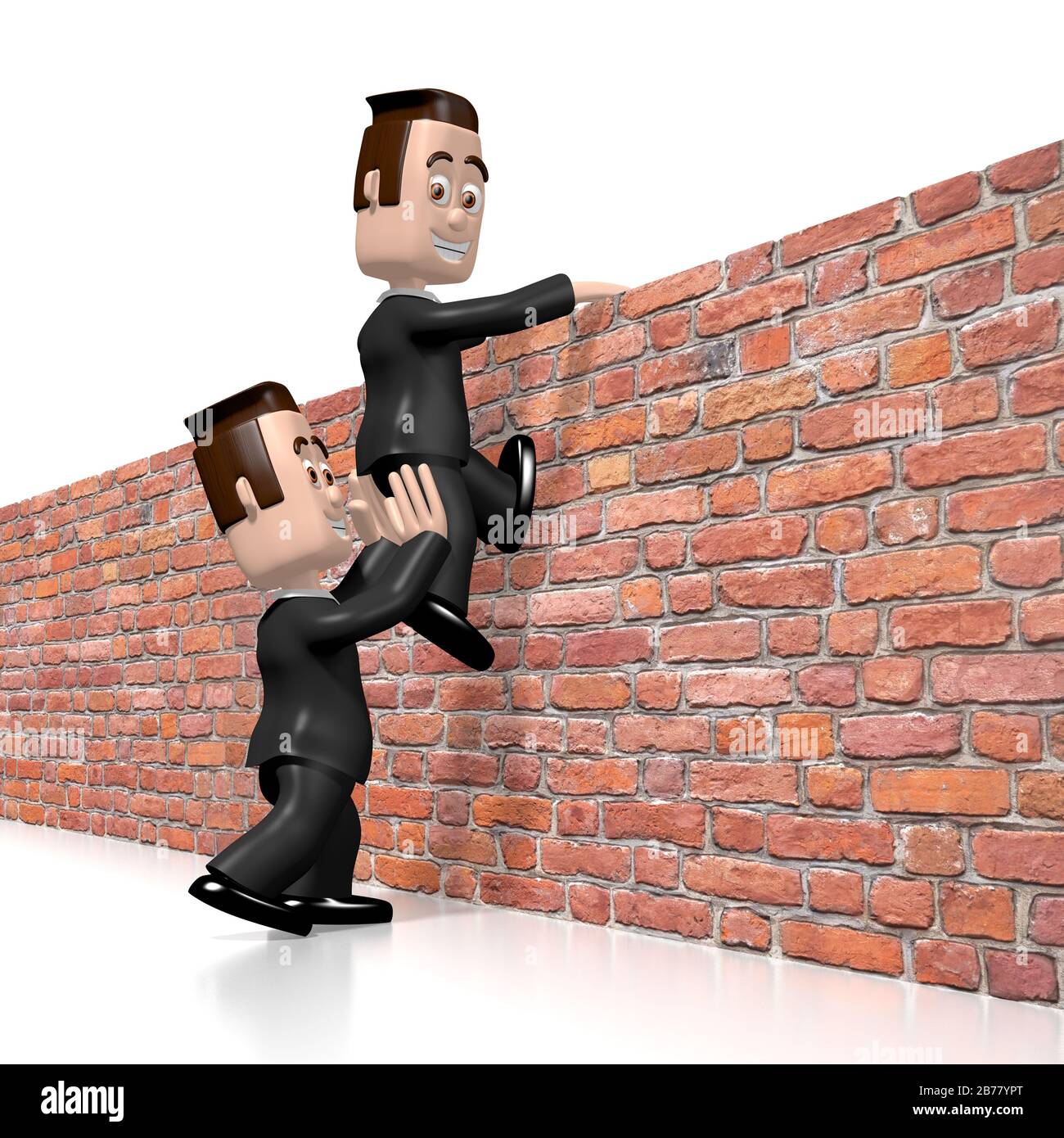 Helping getting over the wall concept Stock Photo - Alamy