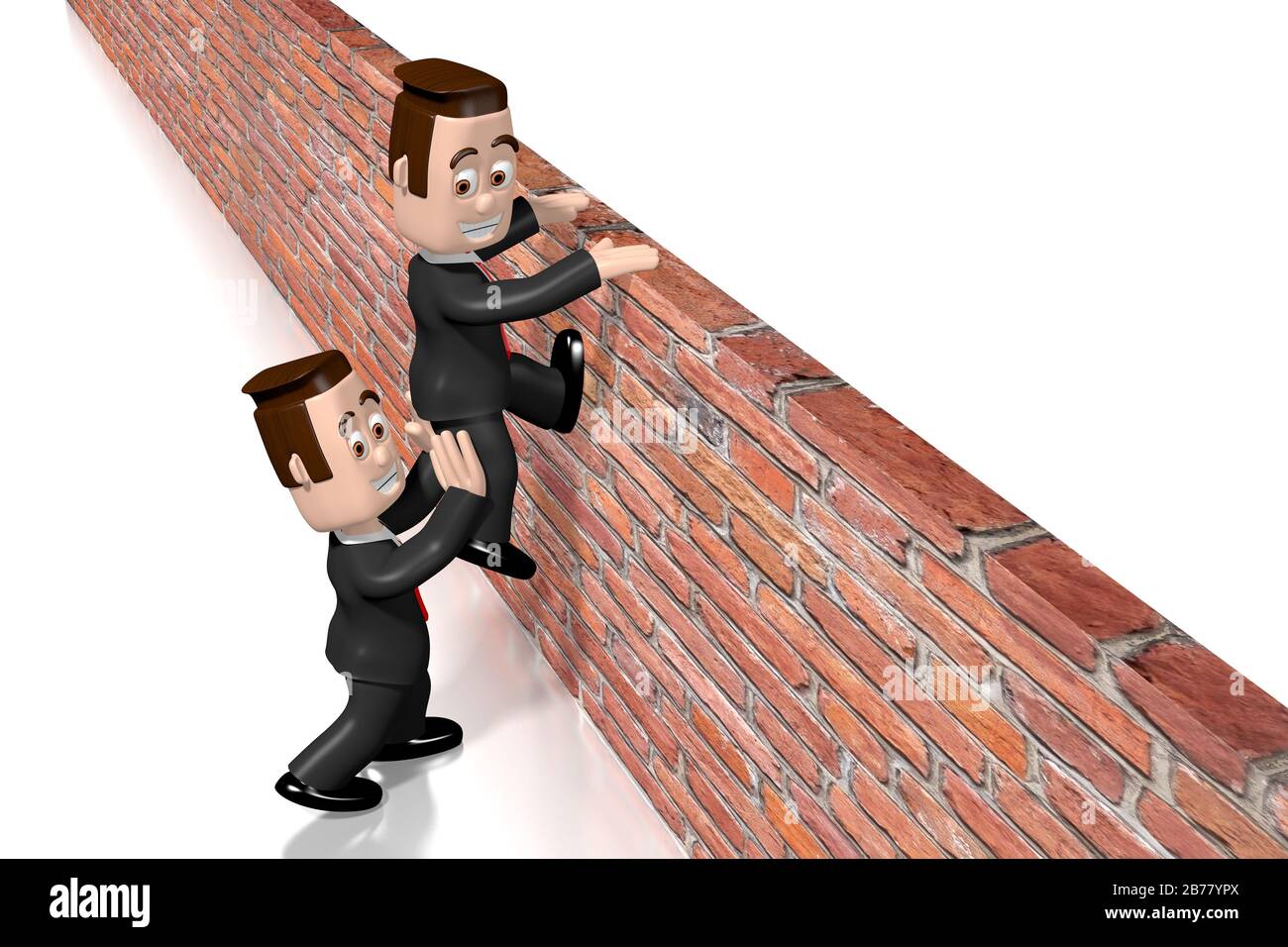 Helping getting over the wall concept Stock Photo - Alamy
