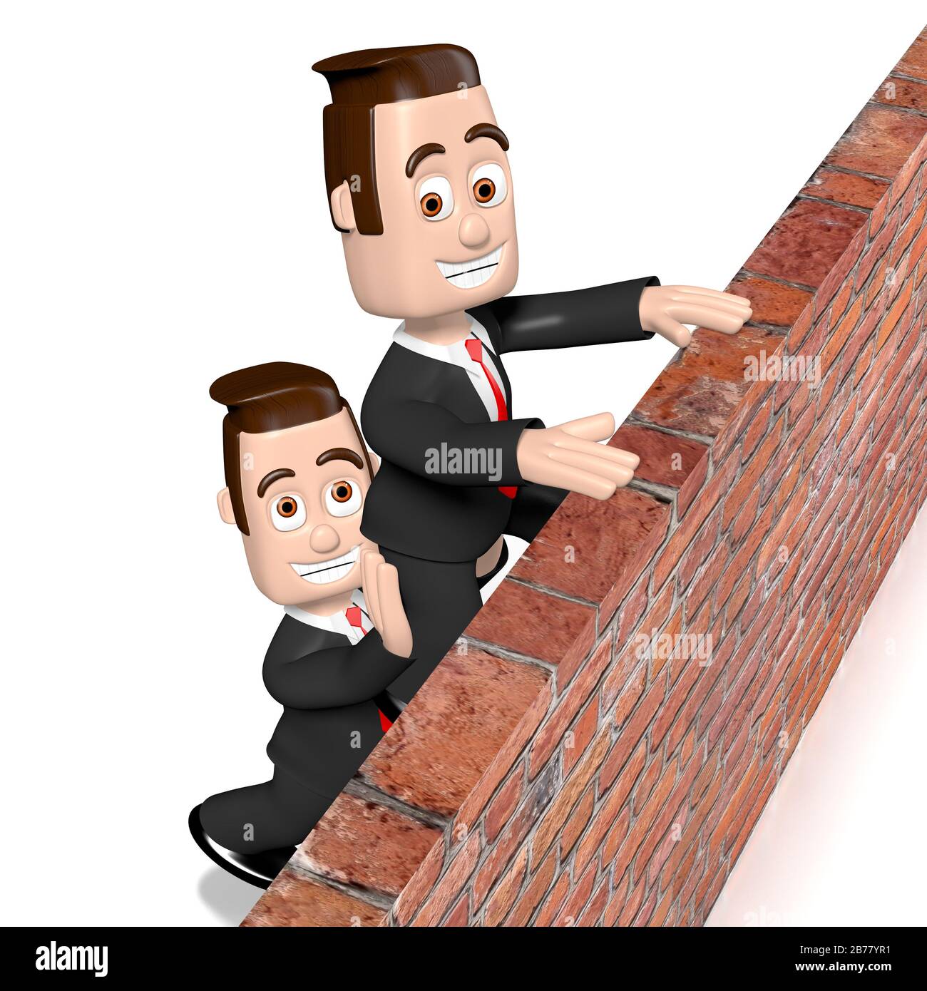 Helping getting over the wall concept Stock Photo - Alamy