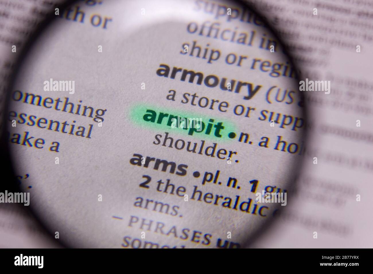 Armpit word or phrase in a dictionary Stock Photo - Alamy