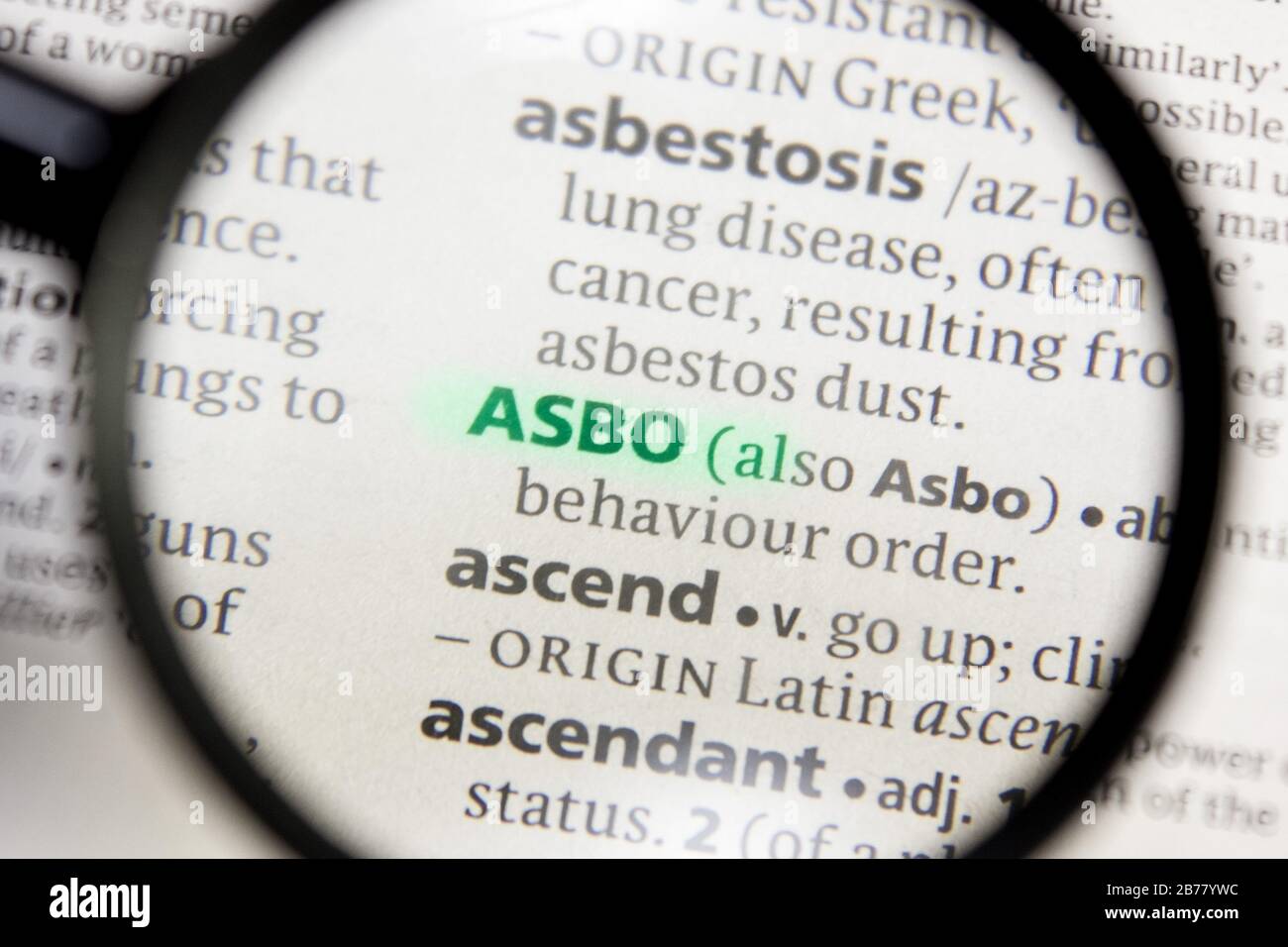 Asbo word or phrase in a dictionary Stock Photo - Alamy