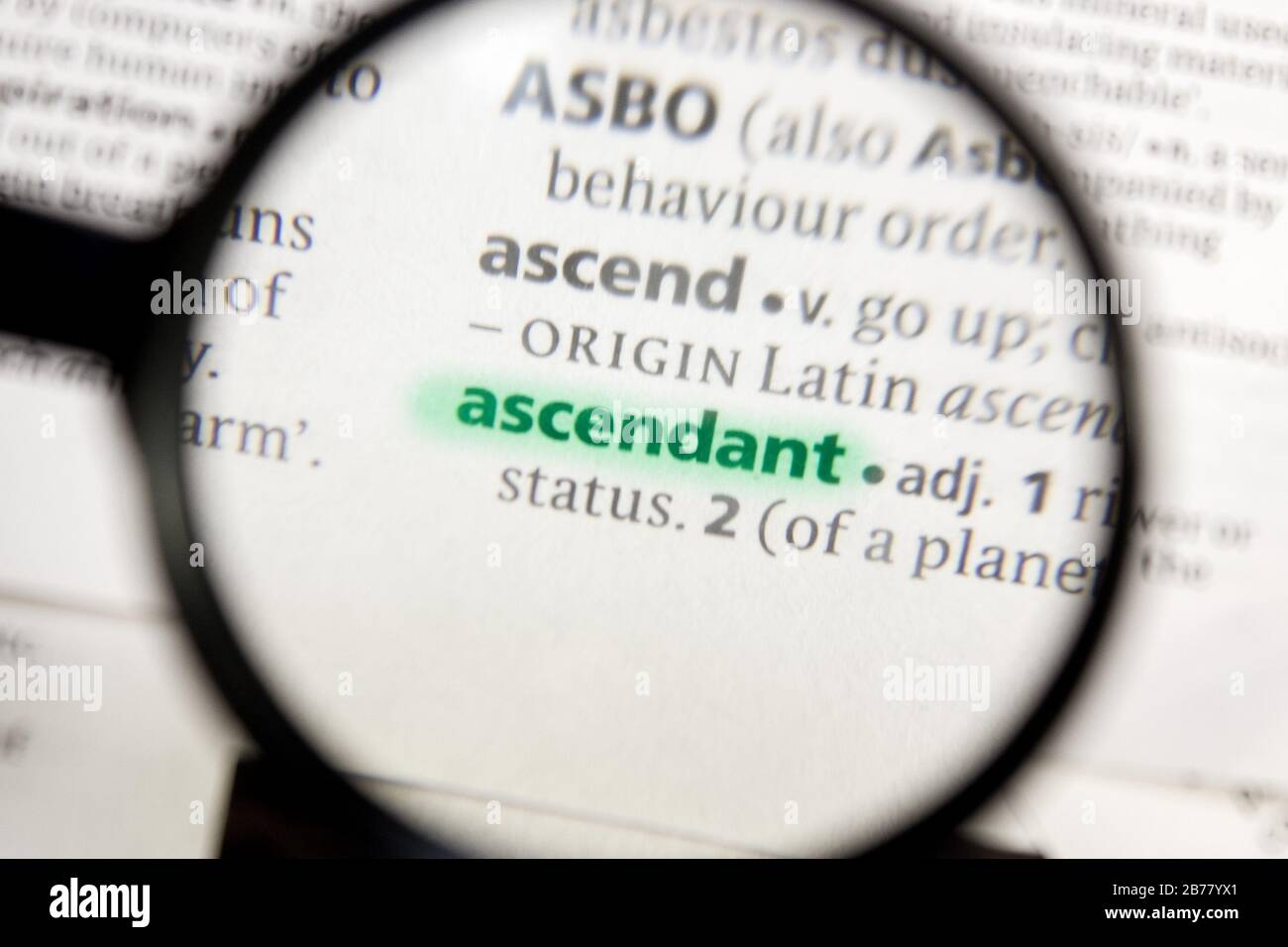 Ascendant word or phrase in a dictionary Stock Photo - Alamy