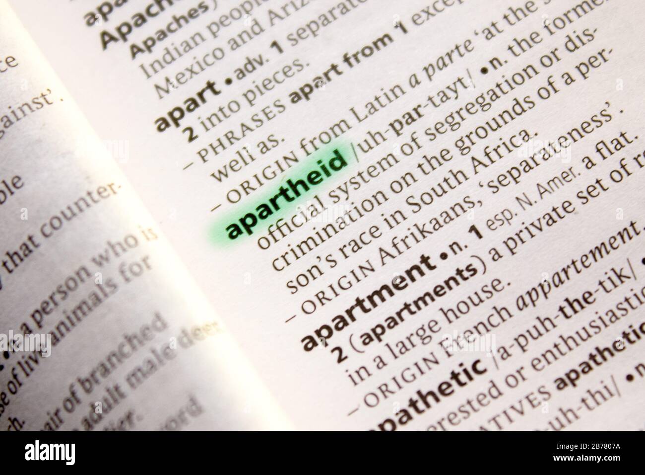 Apartheid word or phrase in a dictionary Stock Photo - Alamy
