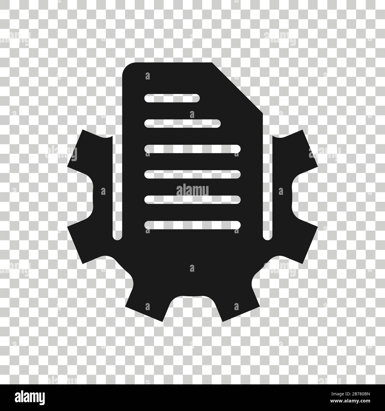 Document with gear icon in flat style. Big data processing vector ...