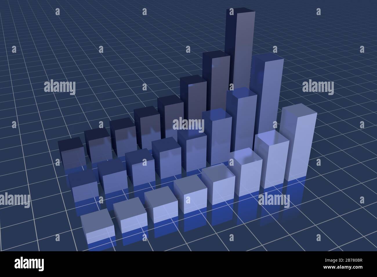 3D business chart, blue background Stock Photo - Alamy