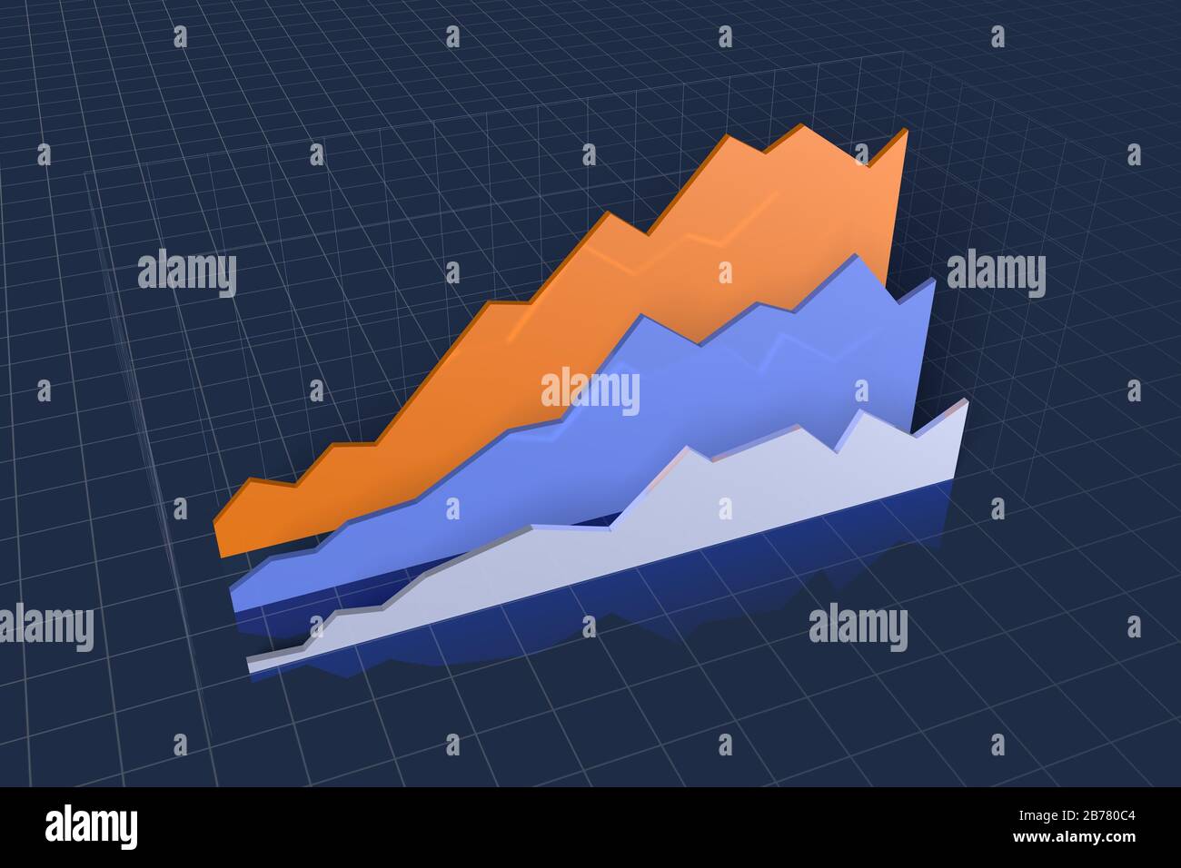 3D business chart, blue background Stock Photo - Alamy