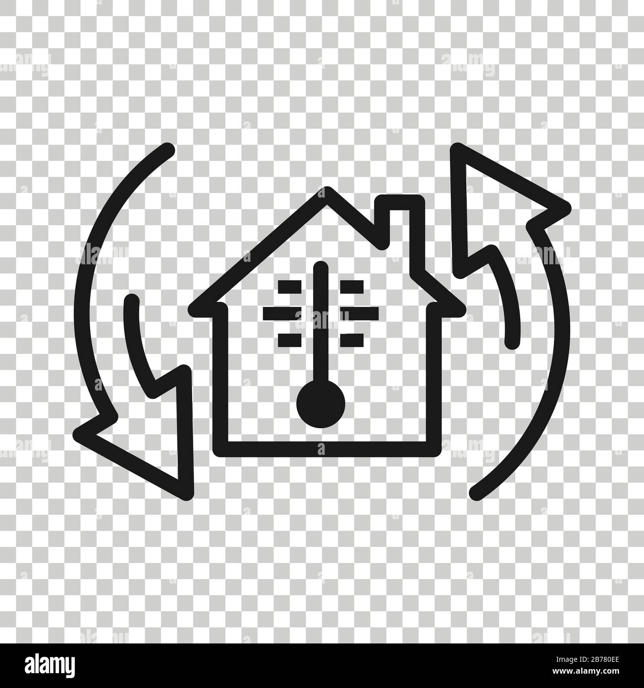 Thermometer home icon in flat style. House climate control vector ...