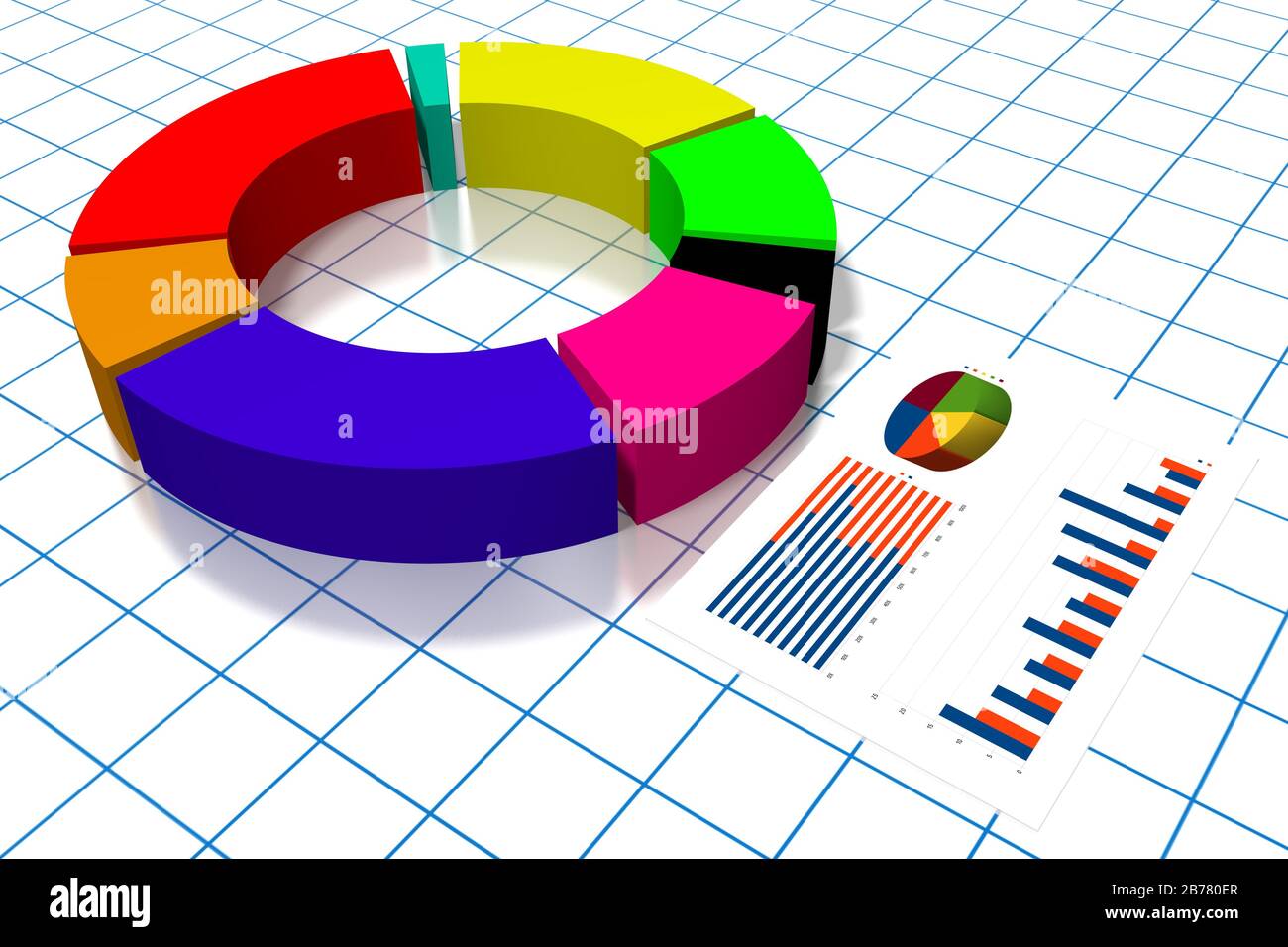3D business chart illustration, grid in background Stock Photo - Alamy