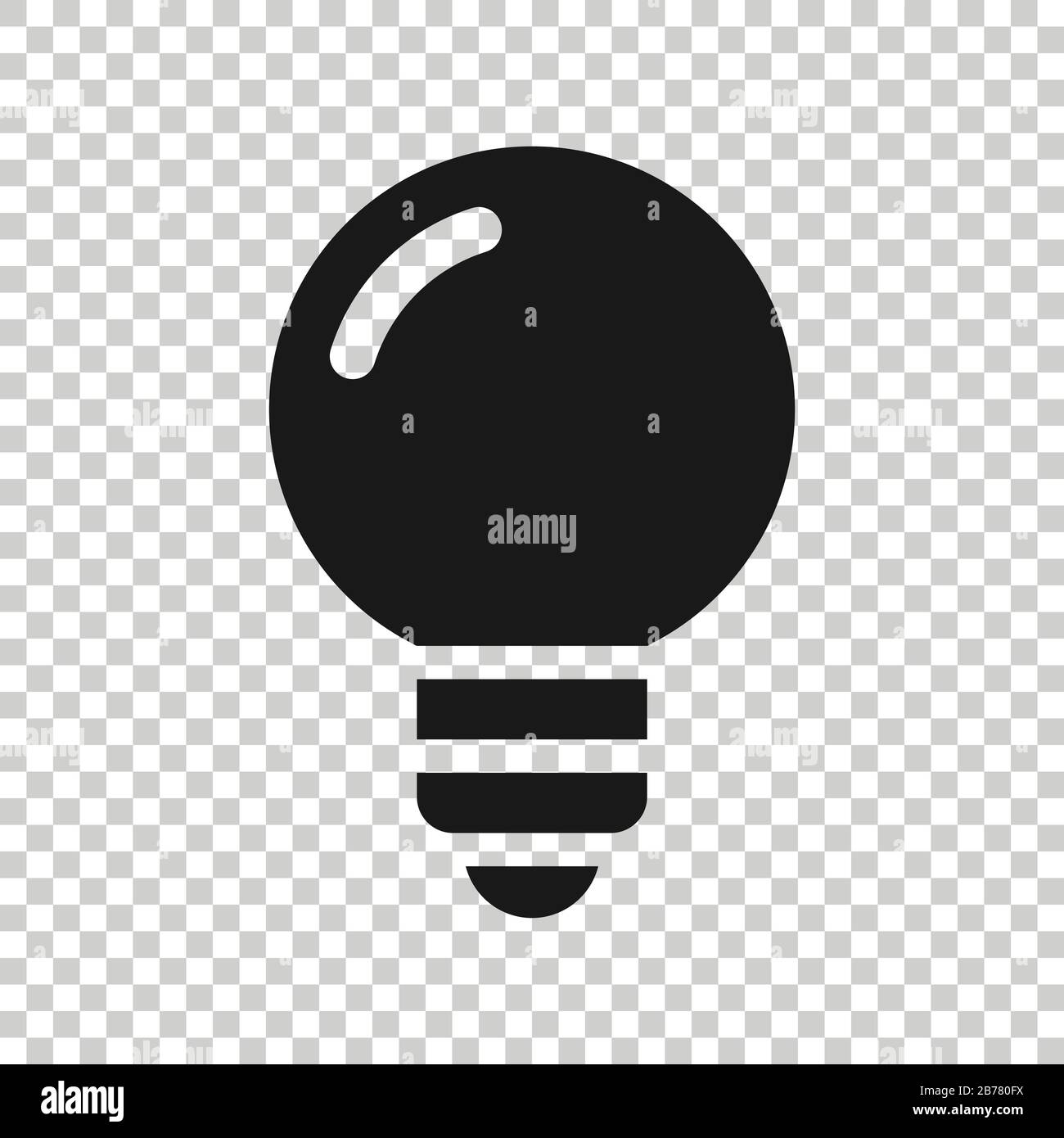 Light bulb icon in flat style. Lightbulb vector illustration on white isolated background. Lamp ...