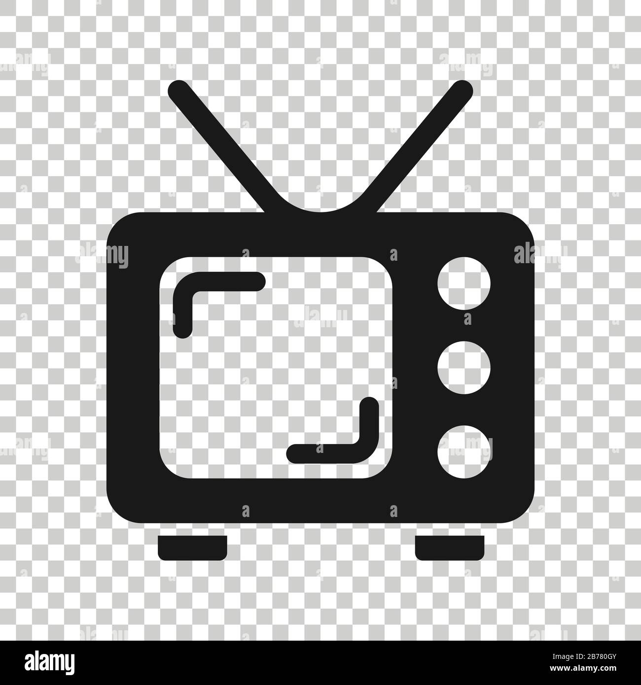 Retro tv screen vector icon in flat style. Old television illustration ...