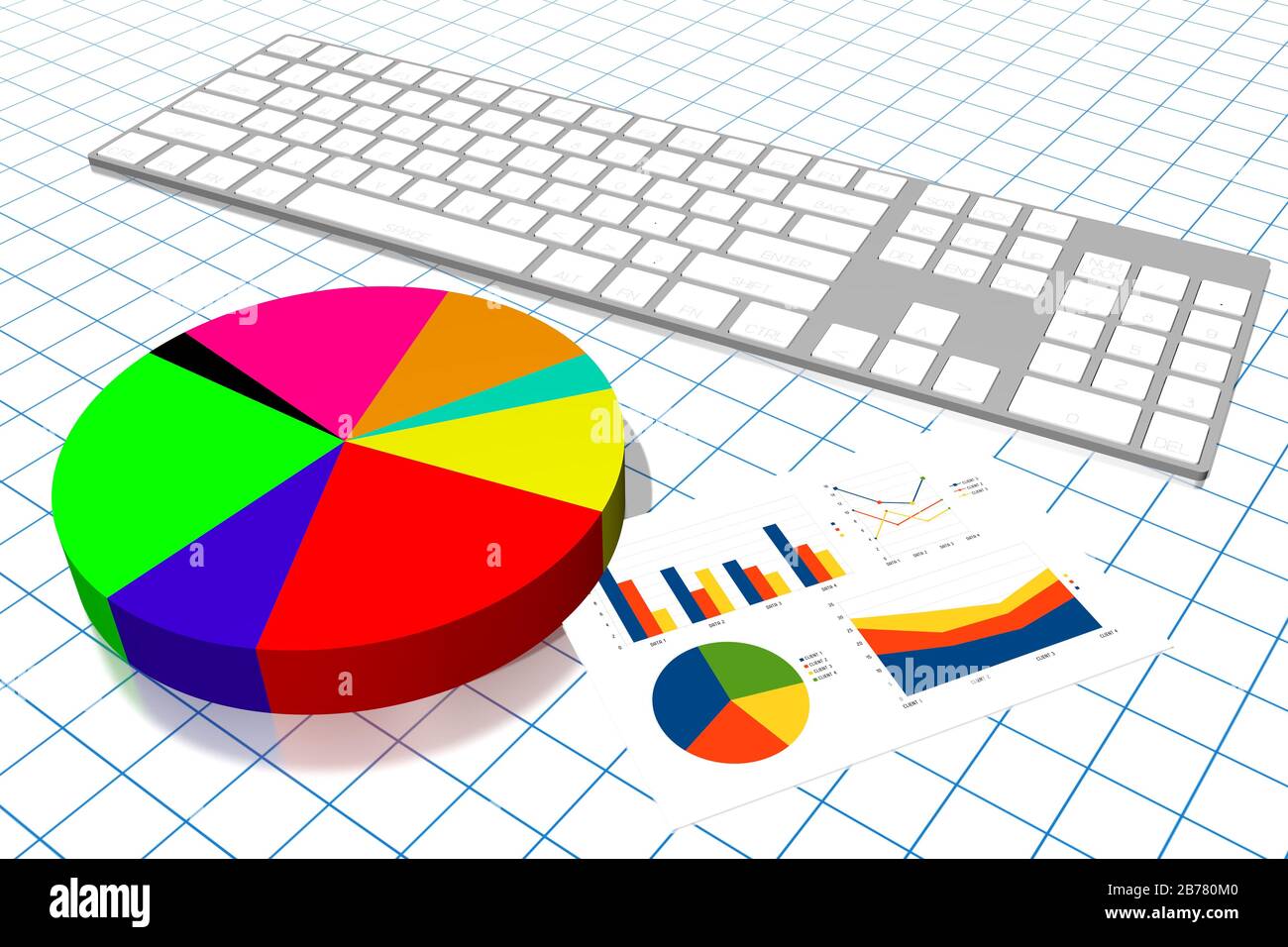 3D business chart illustration, grid in background Stock Photo - Alamy