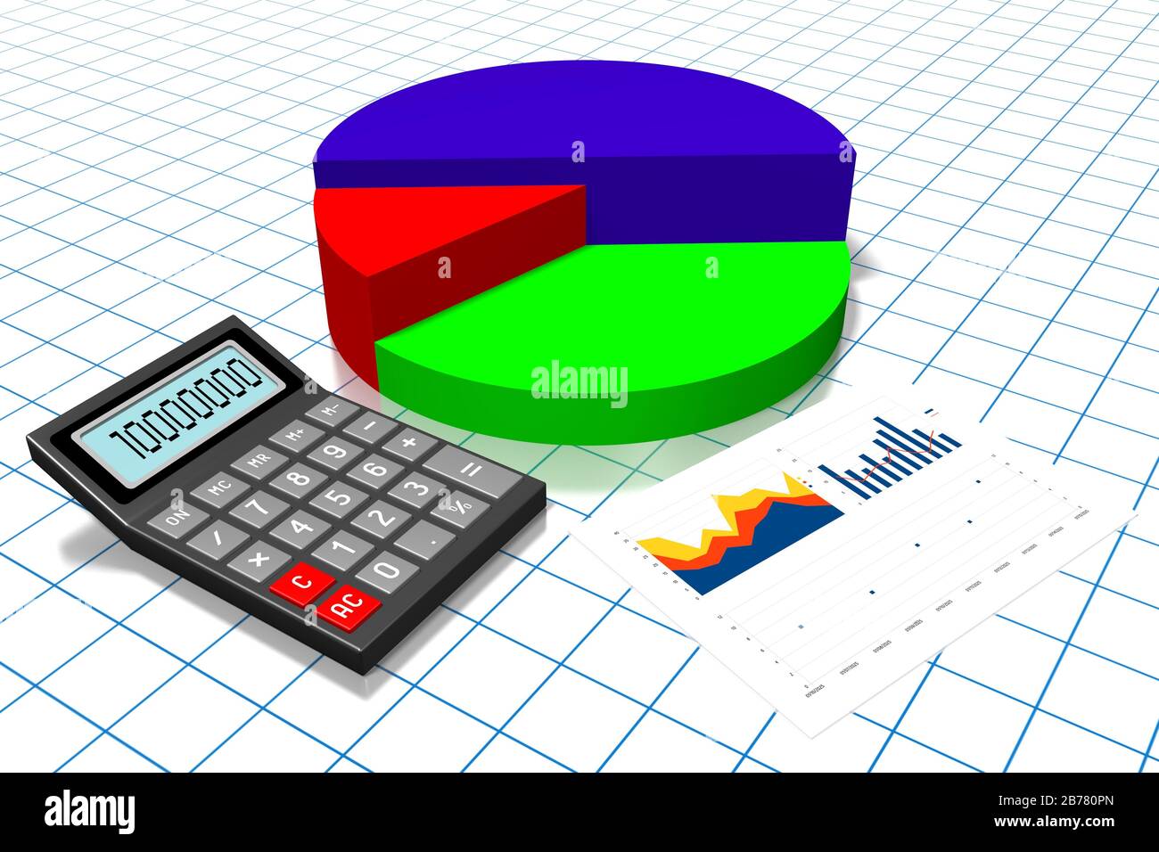 3D business chart illustration, grid in background Stock Photo - Alamy