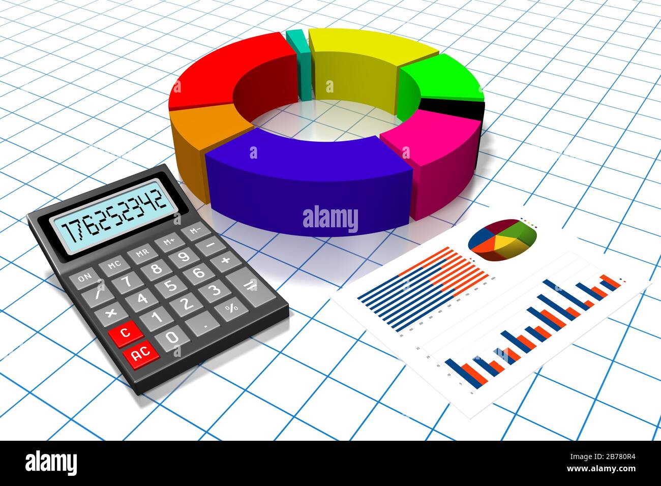 3D business chart illustration, grid in background Stock Photo - Alamy