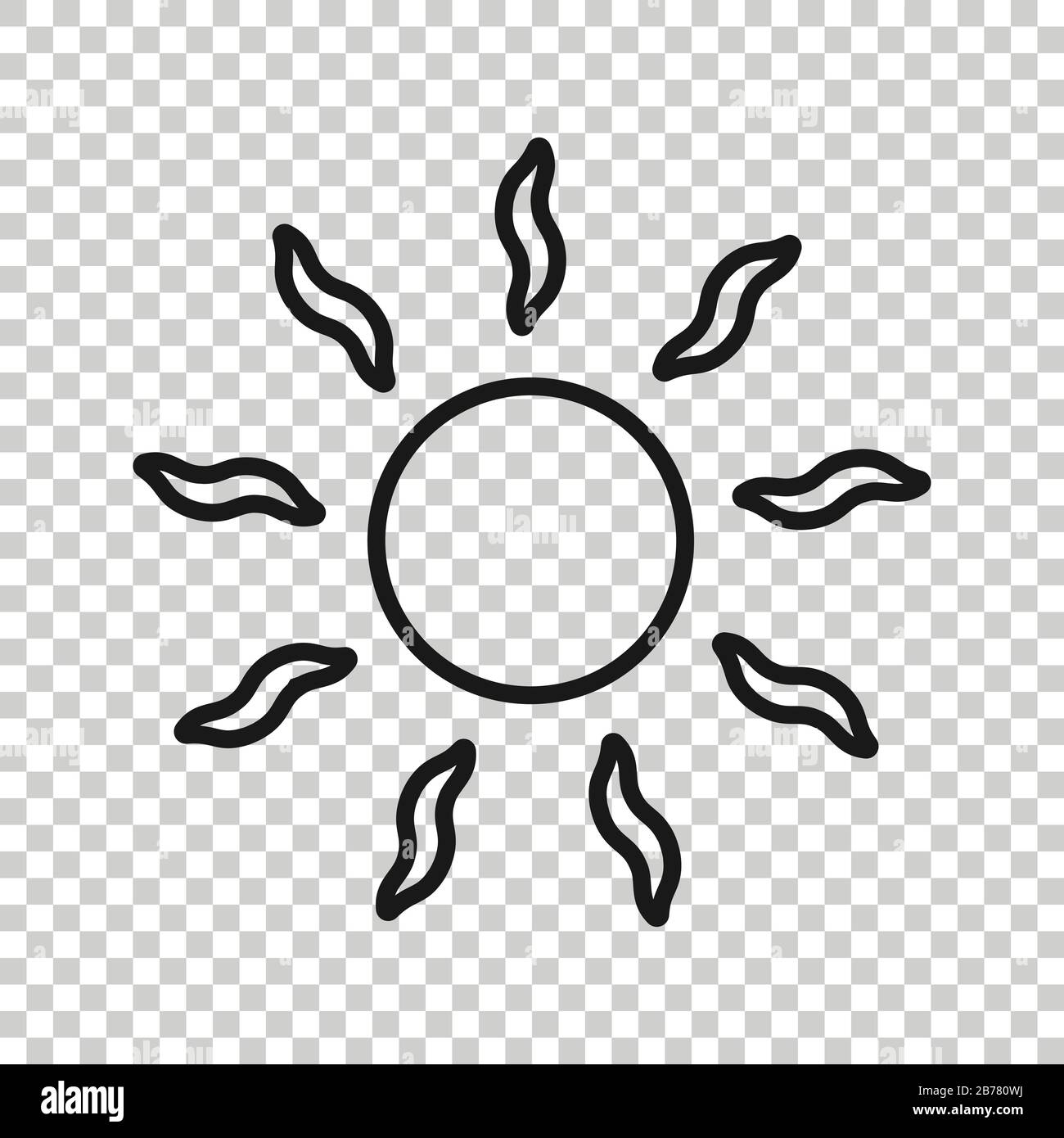 Sun icon in flat style. Sunlight sign vector illustration on white ...
