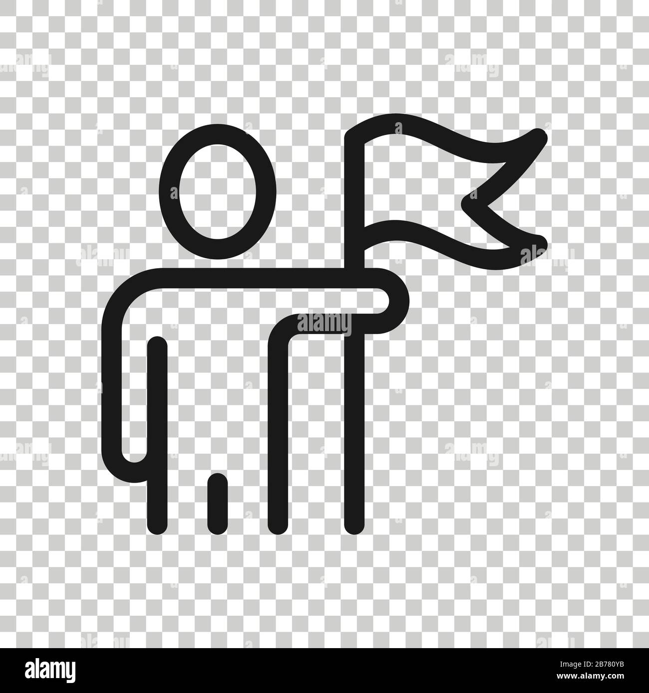 People with flag icon in flat style. Victory vector illustration on ...