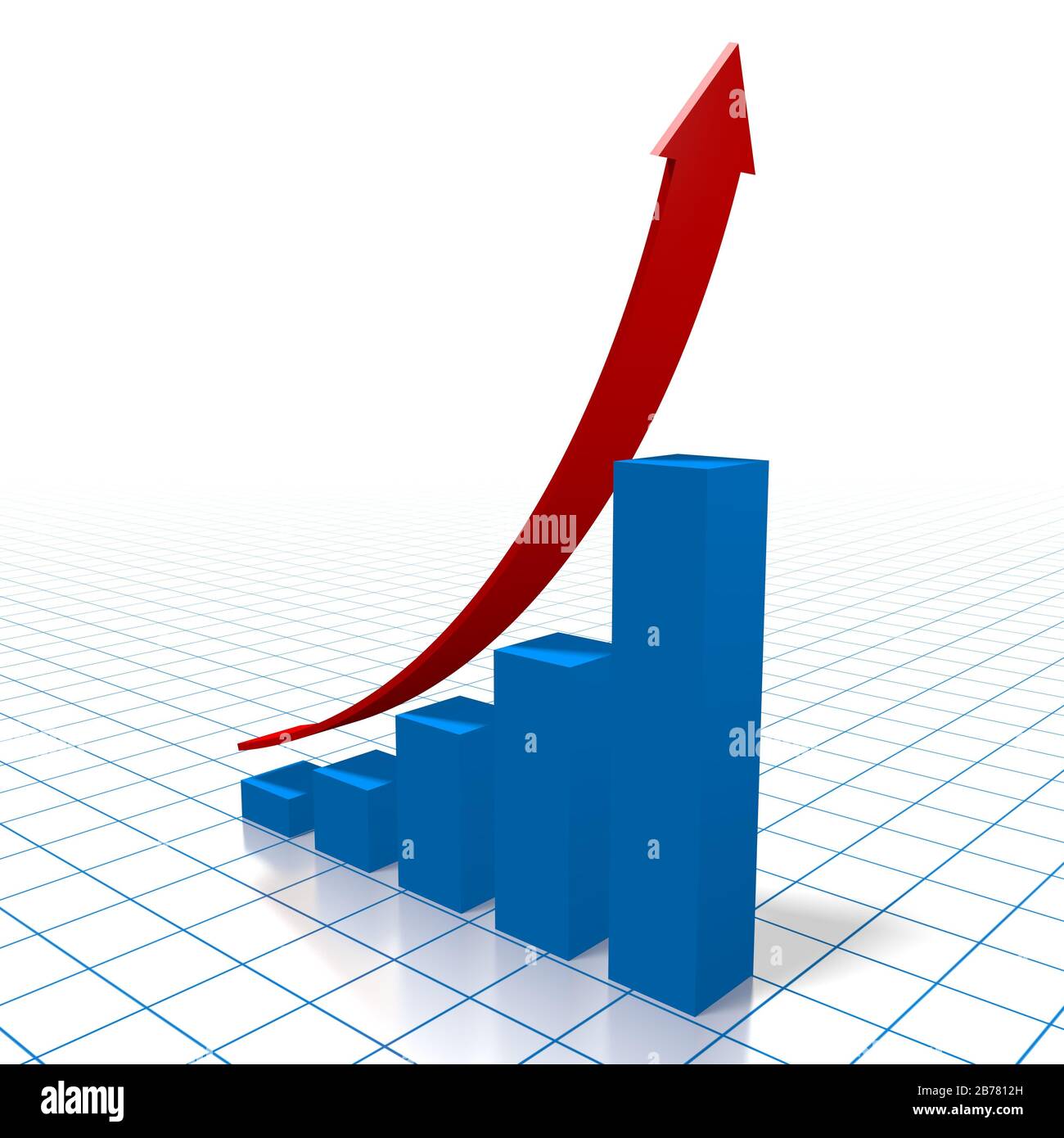 3D business chart illustration, grid in background Stock Photo - Alamy