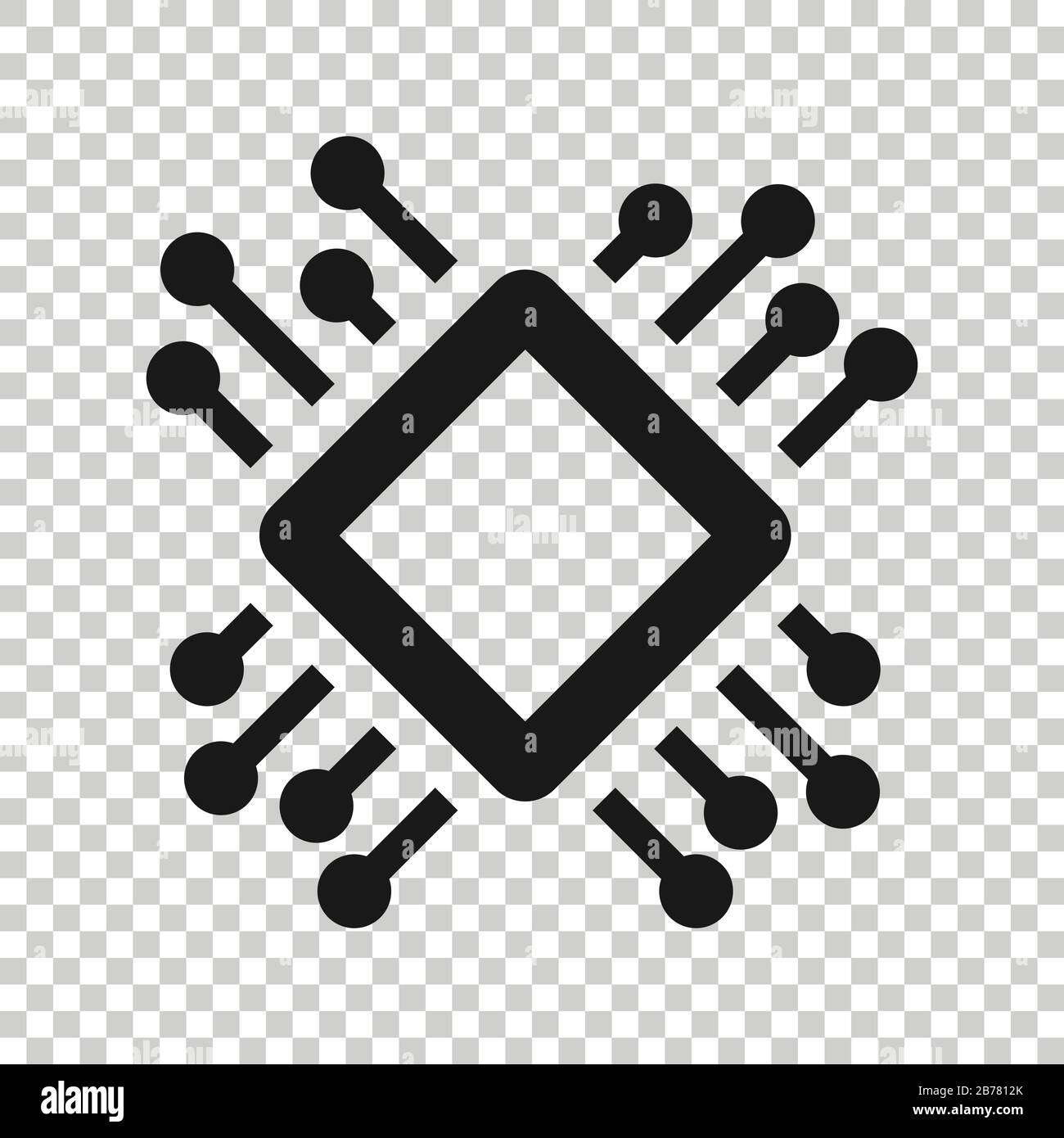 Computer cpu icon in flat style. Circuit board vector illustration on ...