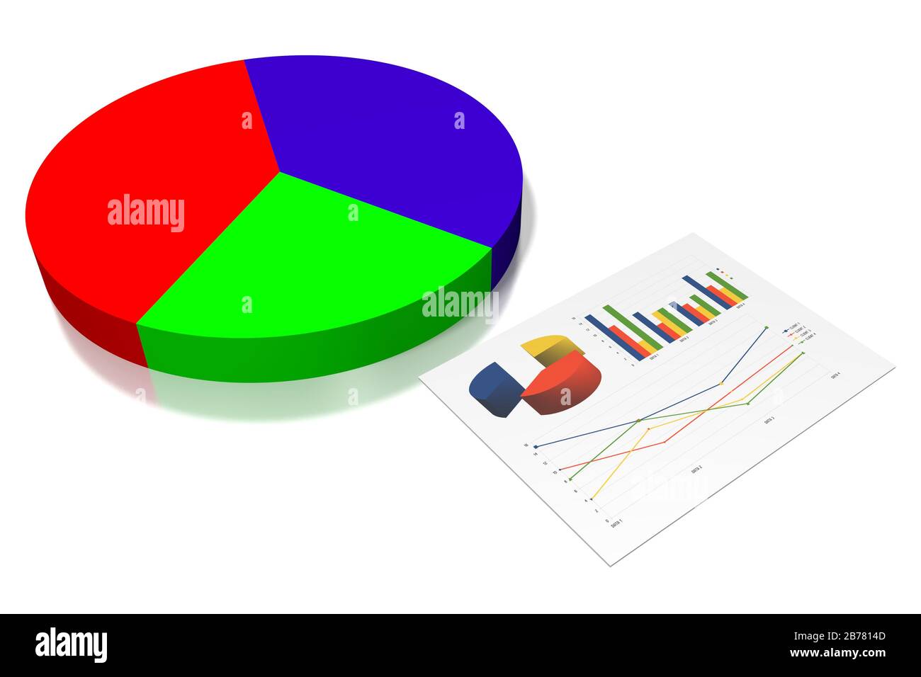3D business chart illustration, white background Stock Photo - Alamy