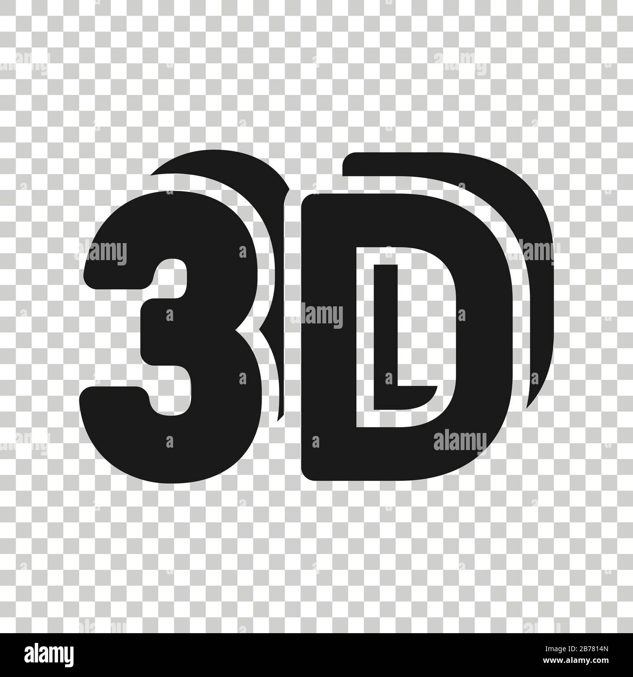 3d text icon in flat style. Word vector illustration on white isolated ...