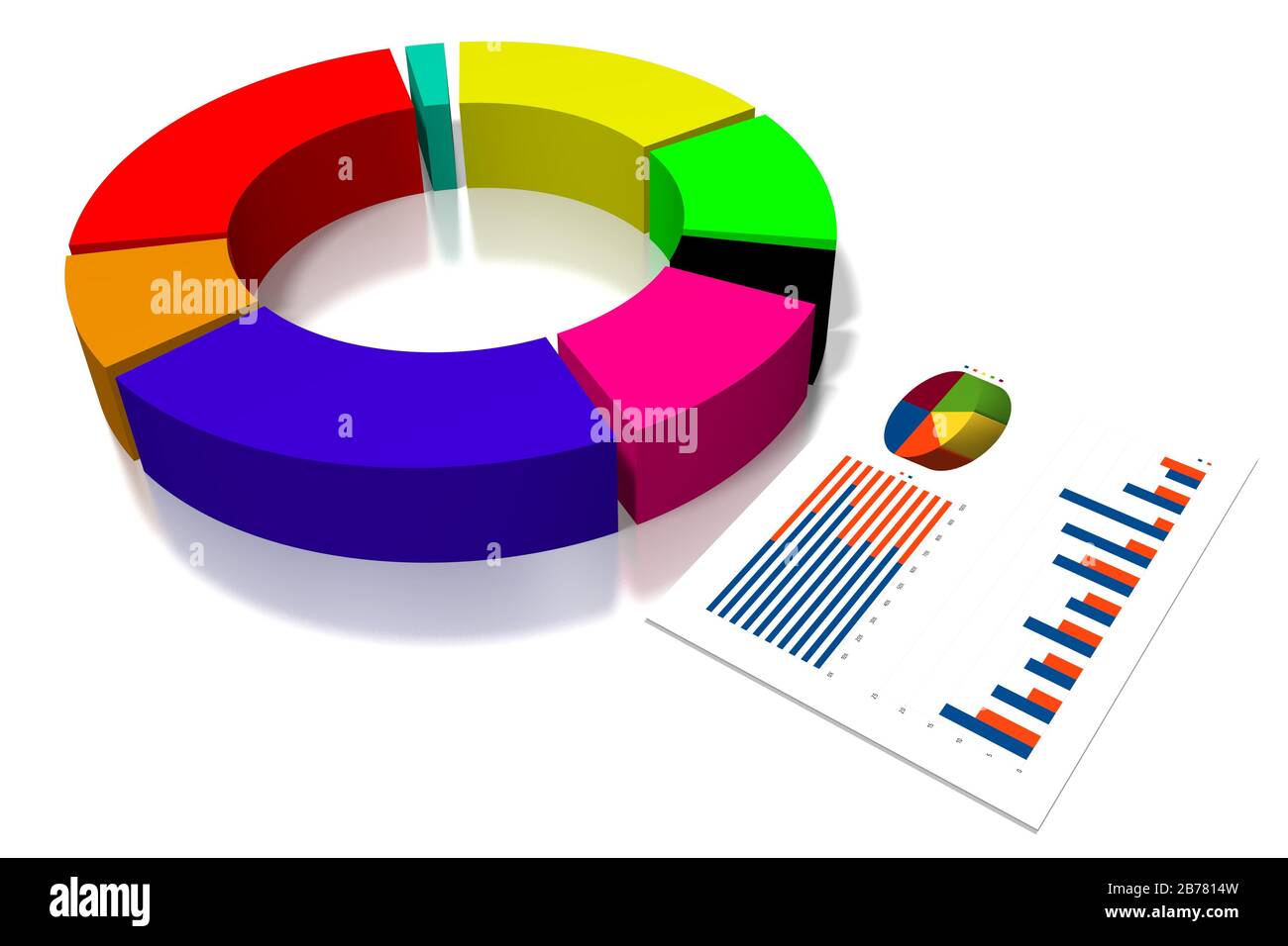 3D business chart illustration, white background Stock Photo - Alamy
