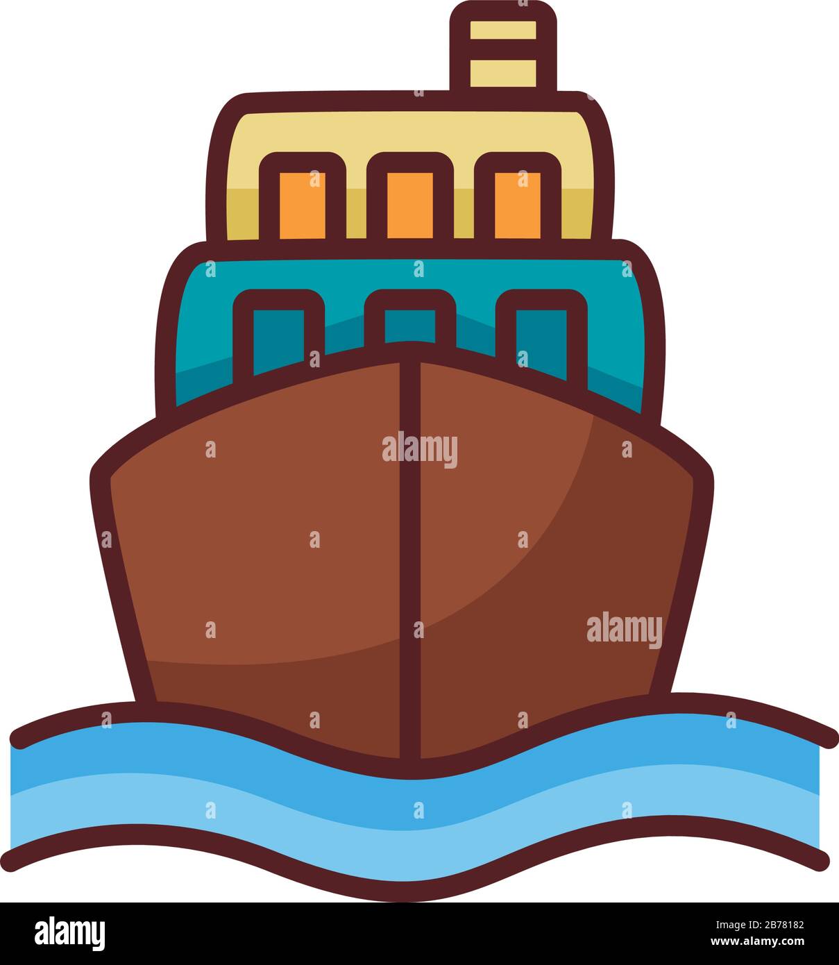 ship boat sea line color style Stock Vector Image & Art - Alamy