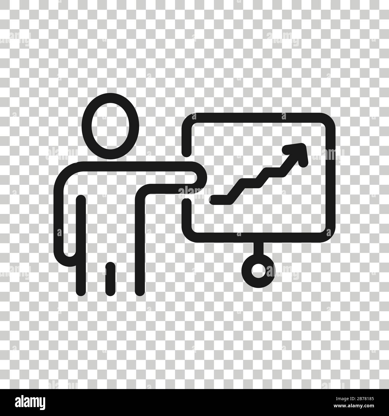 People with growth arrow icon in flat style. Work strategy vector ...