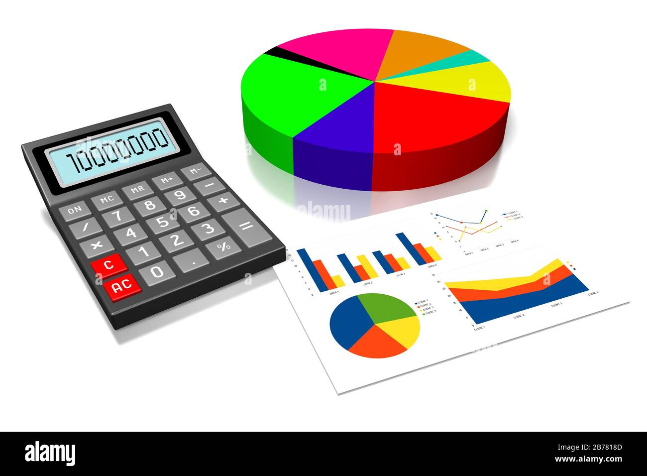 3D business chart illustration, white background Stock Photo - Alamy