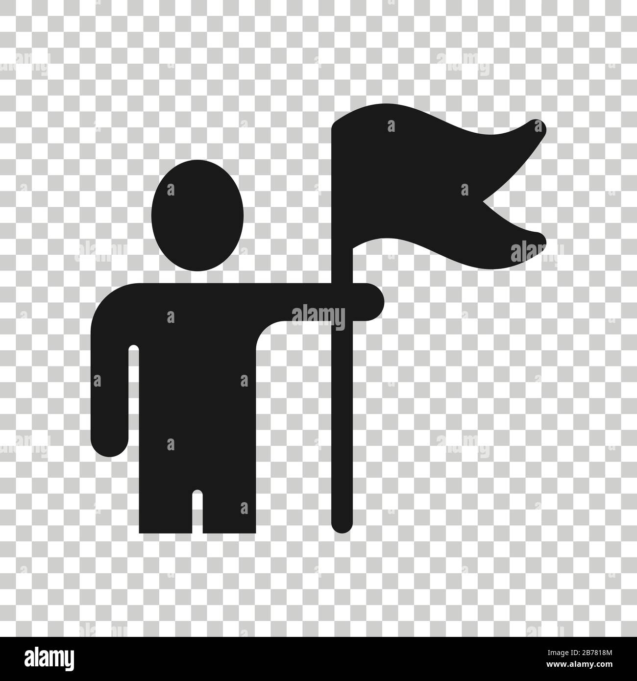 People with flag icon in flat style. Victory vector illustration on ...