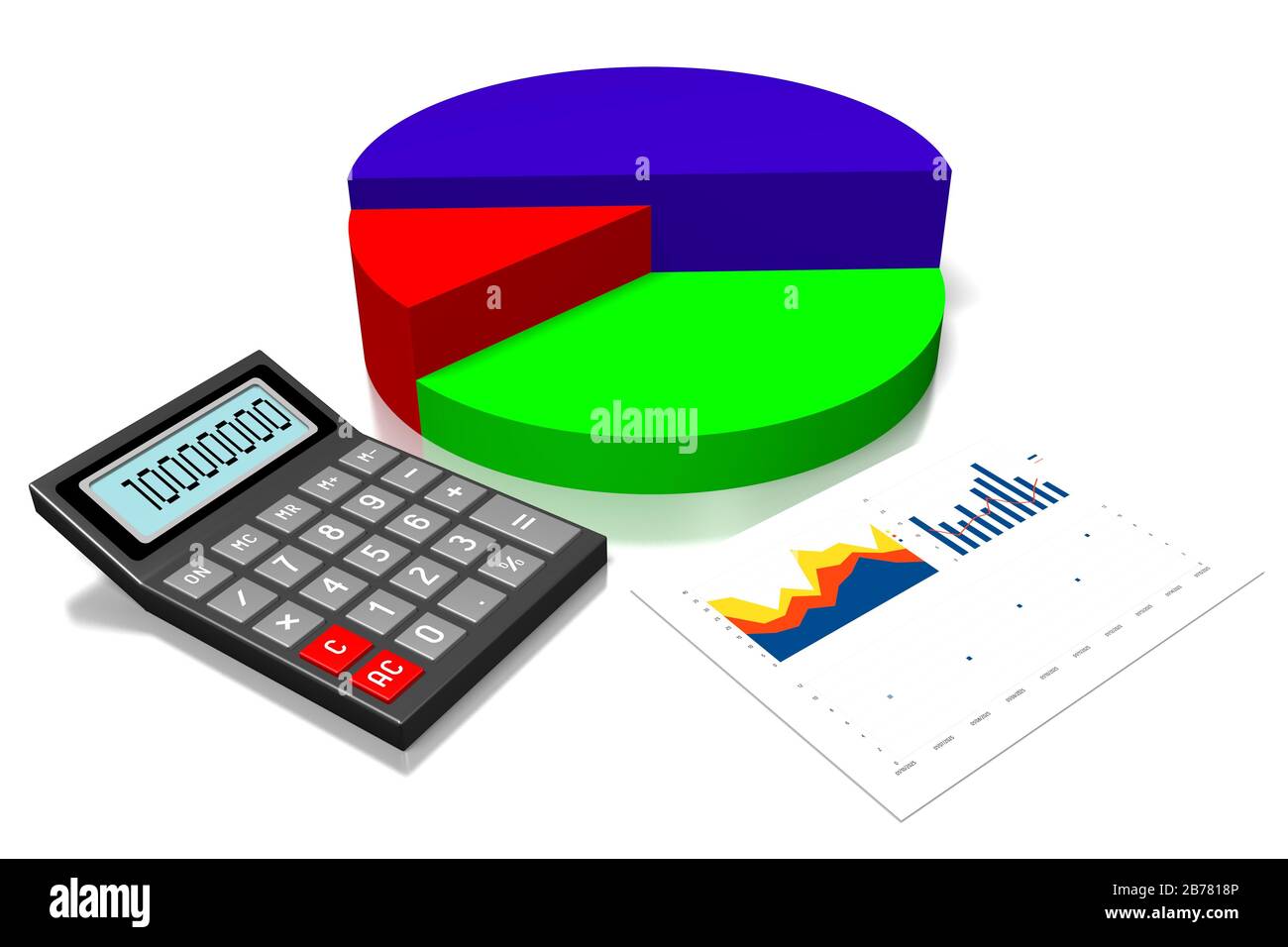 3D business chart illustration, white background Stock Photo - Alamy