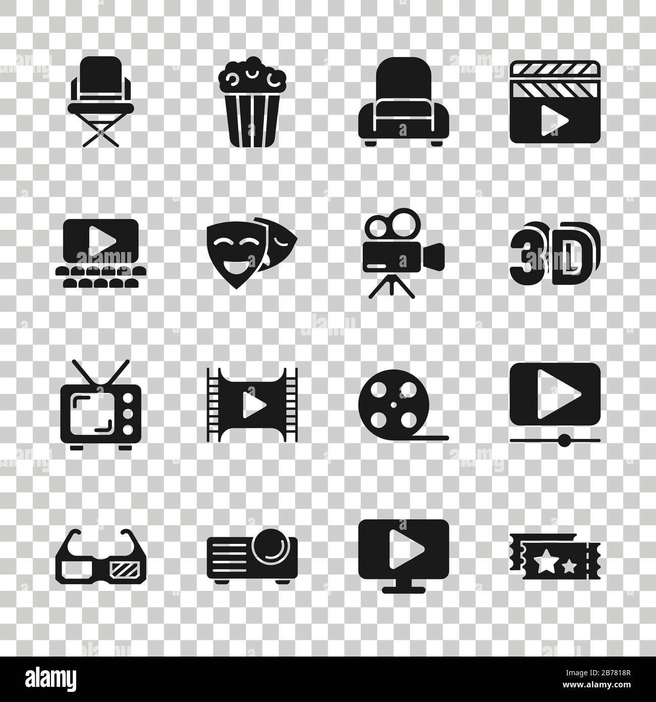 Cinema line icon in flat style. Entertainment set vector illustration ...