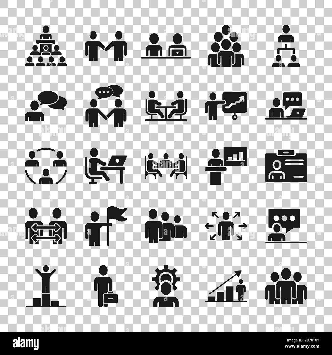 Business communication icon set in flat style. Team structure vector ...