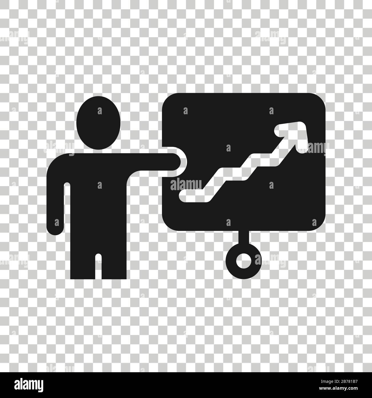 People with growth arrow icon in flat style. Work strategy vector ...