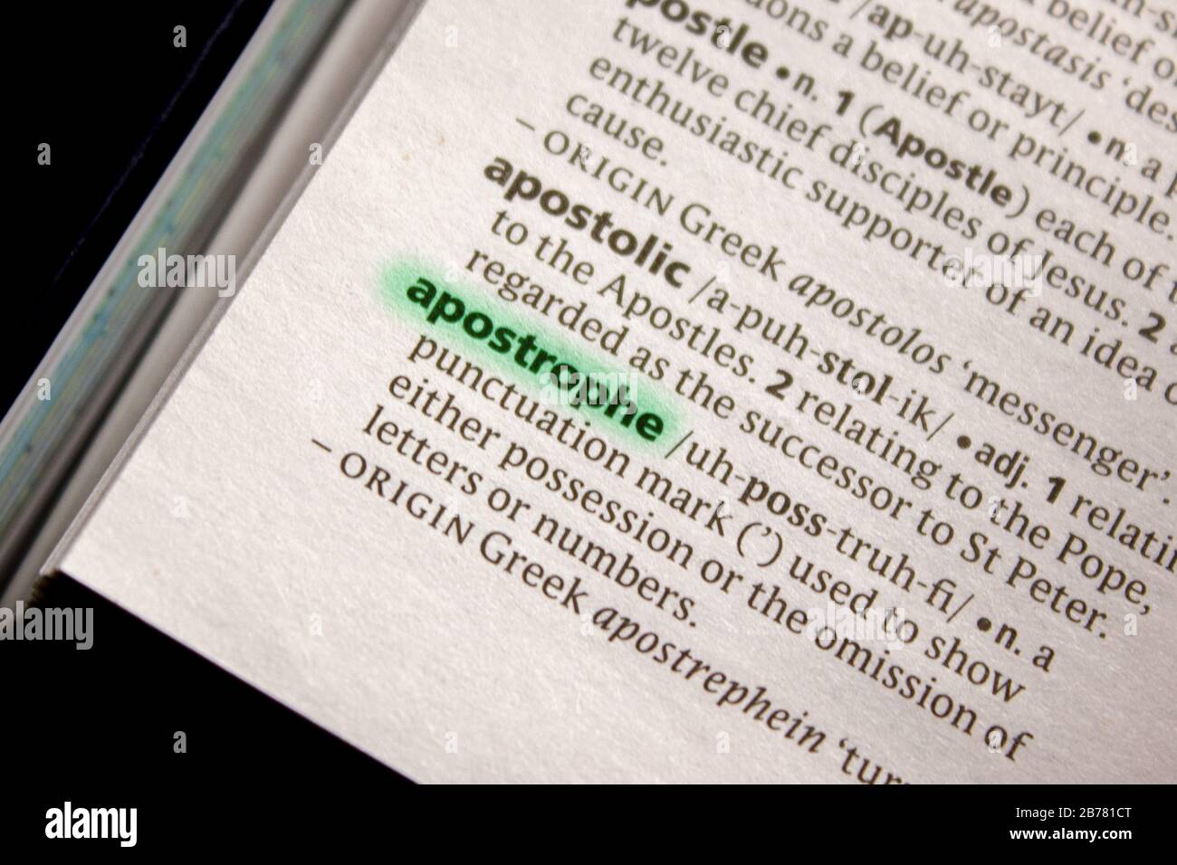 Apostrophe word or phrase in a dictionary Stock Photo - Alamy