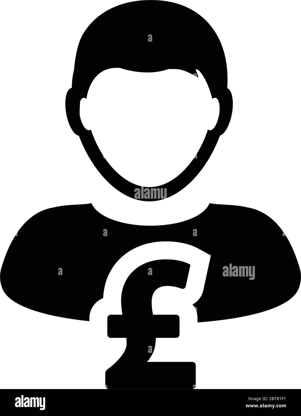 Money icon vector male user person profile avatar with Pound sign ...