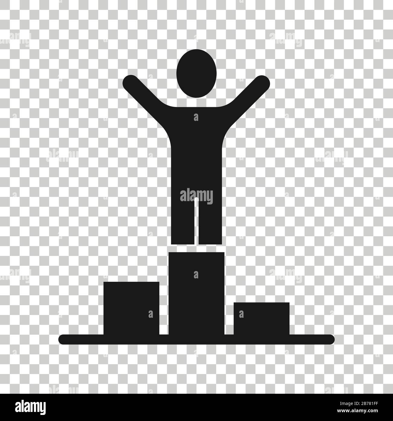 People win icon in flat style. Champion on podium vector illustration ...
