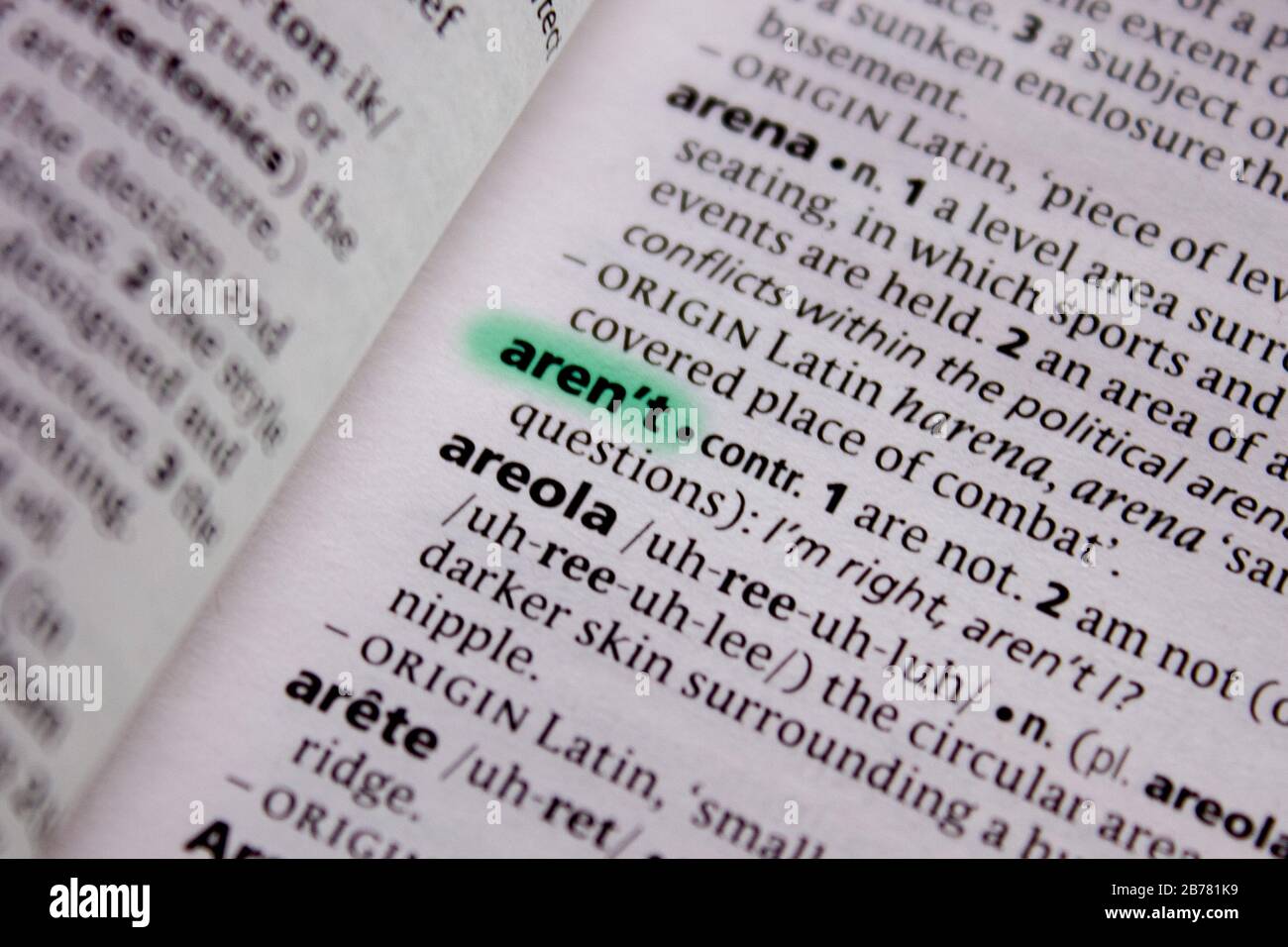Aren't word or phrase in a dictionary Stock Photo - Alamy