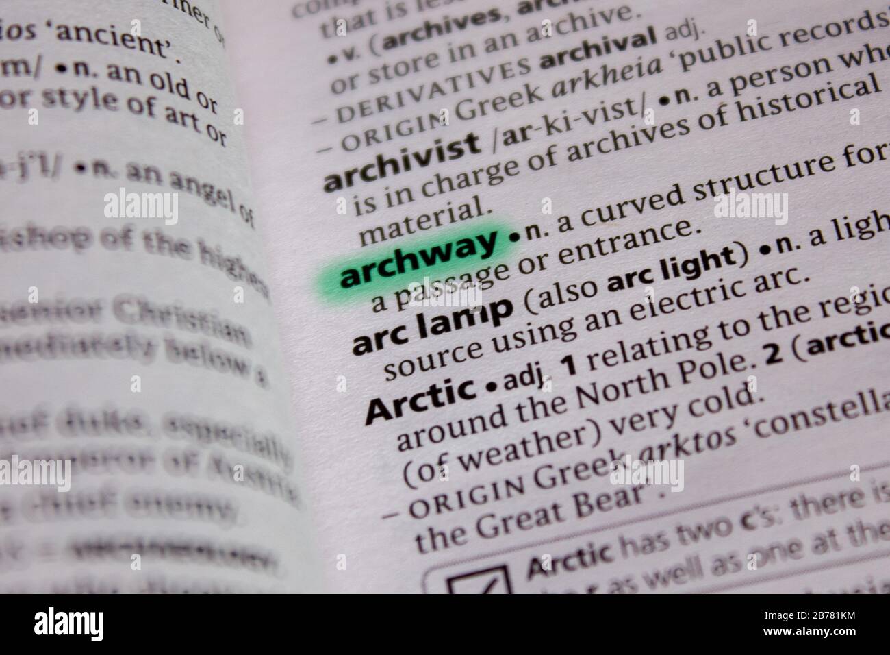 Archway word or phrase in a dictionary Stock Photo - Alamy
