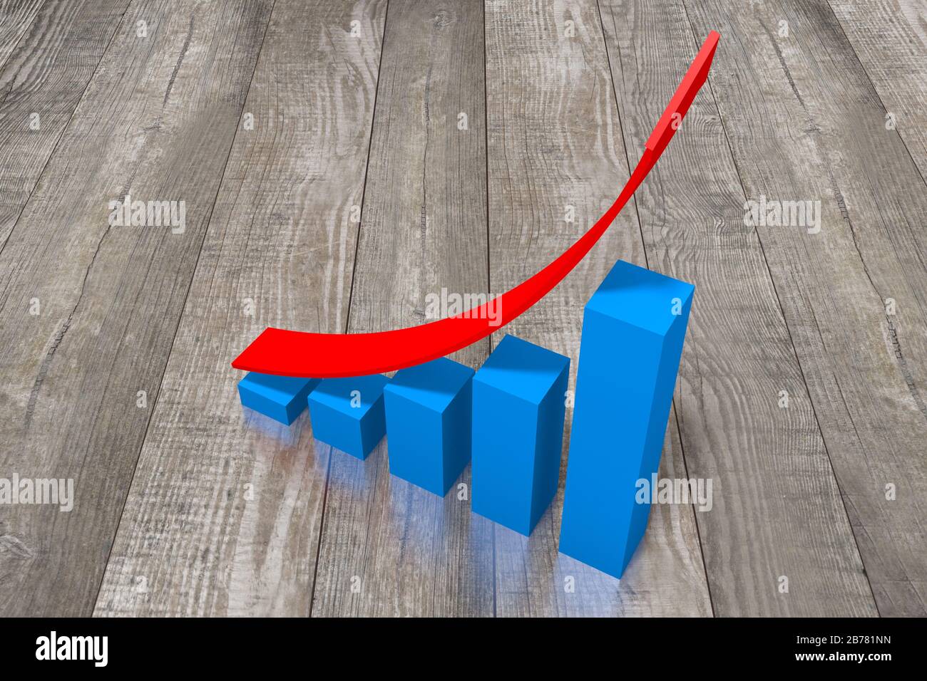 3D growth bar chart, wood in background Stock Photo - Alamy