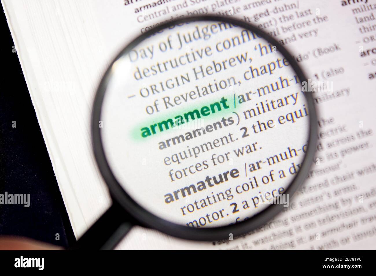 Armament word or phrase in a dictionary Stock Photo - Alamy