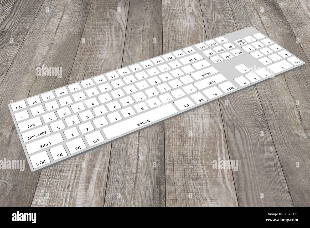 3D keyboard, wood in background Stock Photo - Alamy
