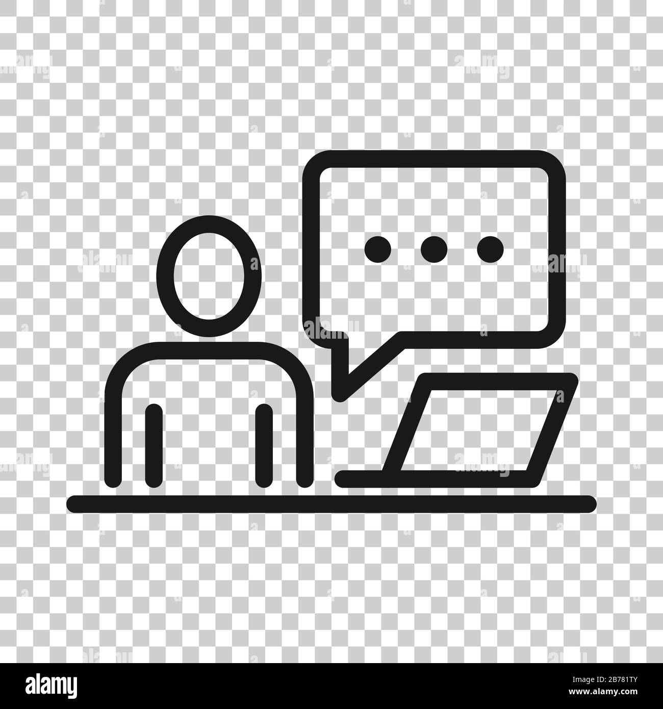 People with laptop computer icon in flat style. Pc user vector ...