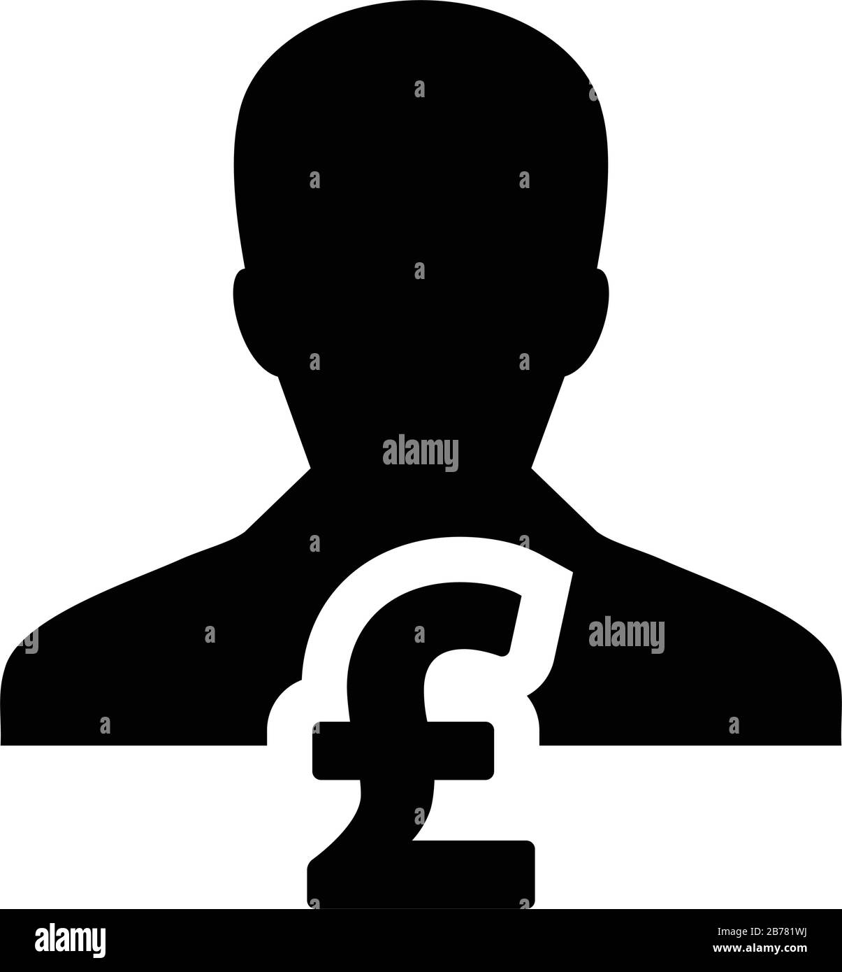 Revenue icon vector male user person profile avatar with Pound sign ...