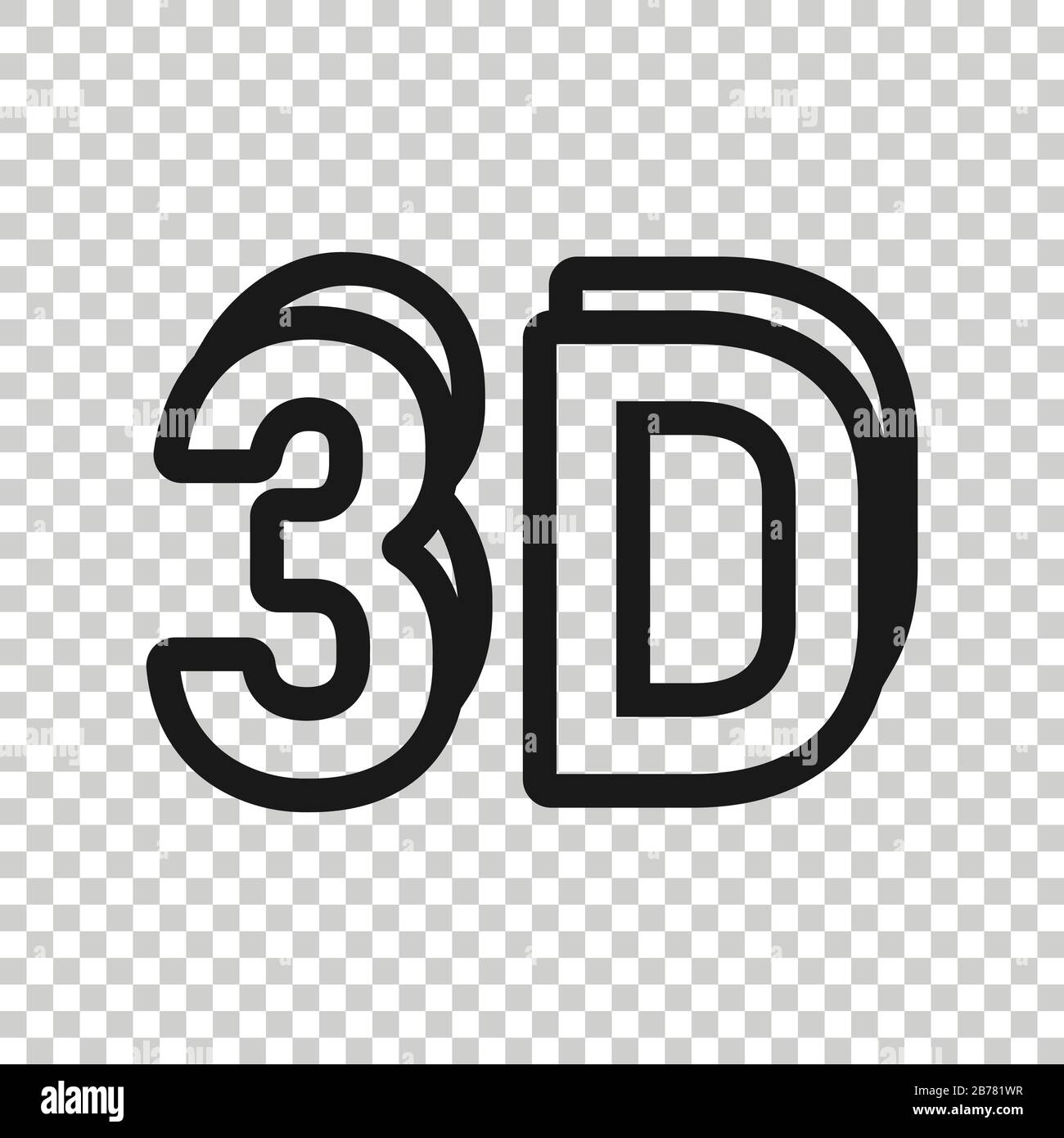 3d text icon in flat style. Word vector illustration on white isolated ...