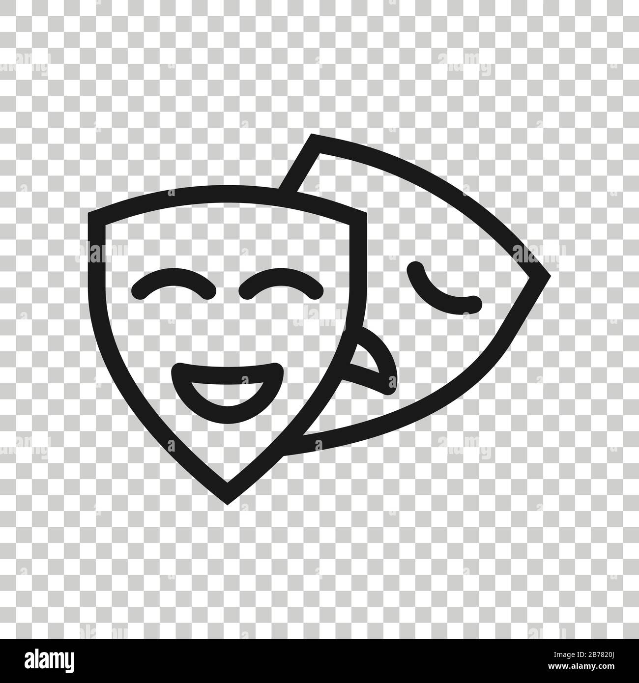 Theater mask icon in flat style. Comedy and tragedy vector illustration ...