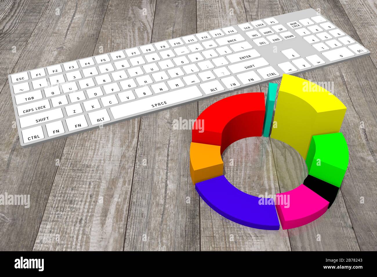 3D pie chart and keyboard Stock Photo - Alamy